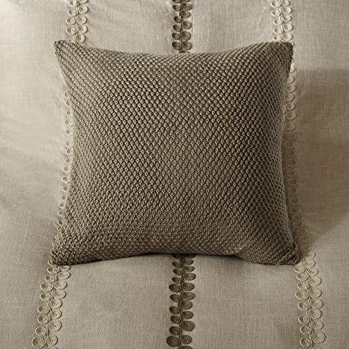 Madison Park Signature Chateau King Size Bed Comforter Set Bed In A Bag - Taupe , Soutache Cord Embroidery β 9 Pieces Bedding Sets β Faux Linen Bedroom Comforters