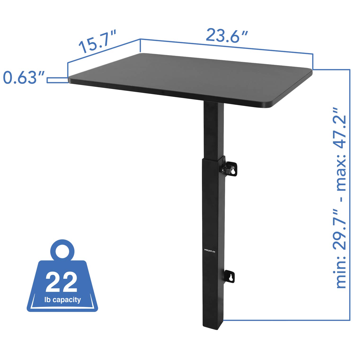 Mount-It! Height Adjustable Wall Mounted Workstation | Sit Stand Floating Computer Desk with 24x16 Inch Surface for Laptops and Desktops