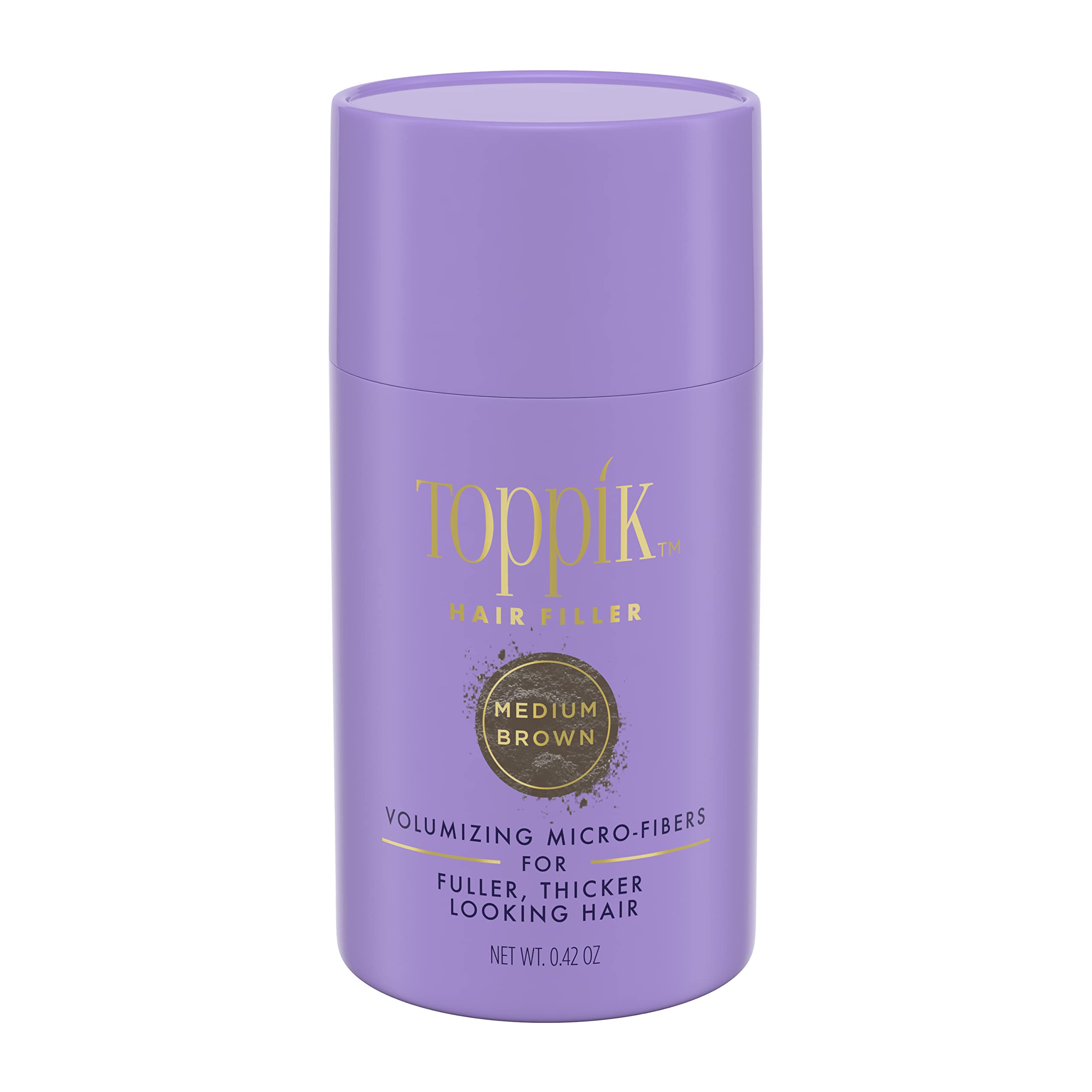 Toppik Hair Filler Keratin Hair Fiber Powder 12g - Hair Thickener for Women, Camoflauge Roots, Fills Hairline Gaps For Fuller Hair - Medium Brown
