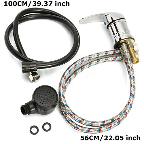 Water Faucet Set, Zinc Alloy Salon Shampoo Bowl Faucet and Sprayer Kit with Spray Hose, Home Durable Salon Spa Hot Cold Mixer Shower Shampoo Bowl Replacement Part Set
