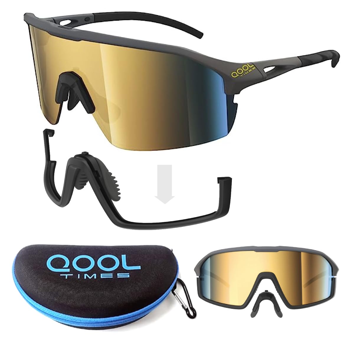 QOOL TIMES Living out your Polarized Cycling Sunglasses for Men and Women, Volleyball Running Golfing MTB Sutro Lite