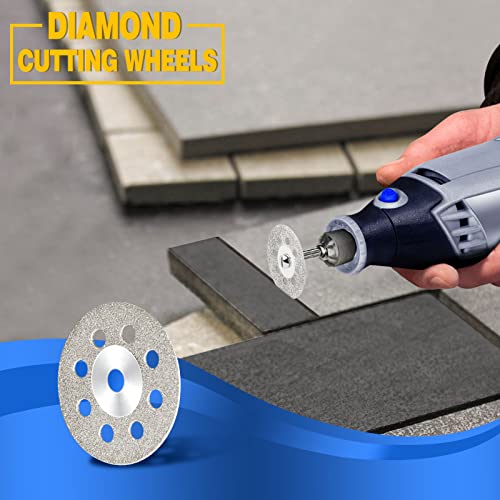 Winzwon Cutting Wheels Set 44 Pcs for Dremel Rotary Tool Accessories Kit, Gifts for Men, Diamond Cutting Wheels 15 Pcs, Resin Cut Off Discs 15 Pcs, Hss Circular Saw Blades 6pcs with 6 Mandrel Shank