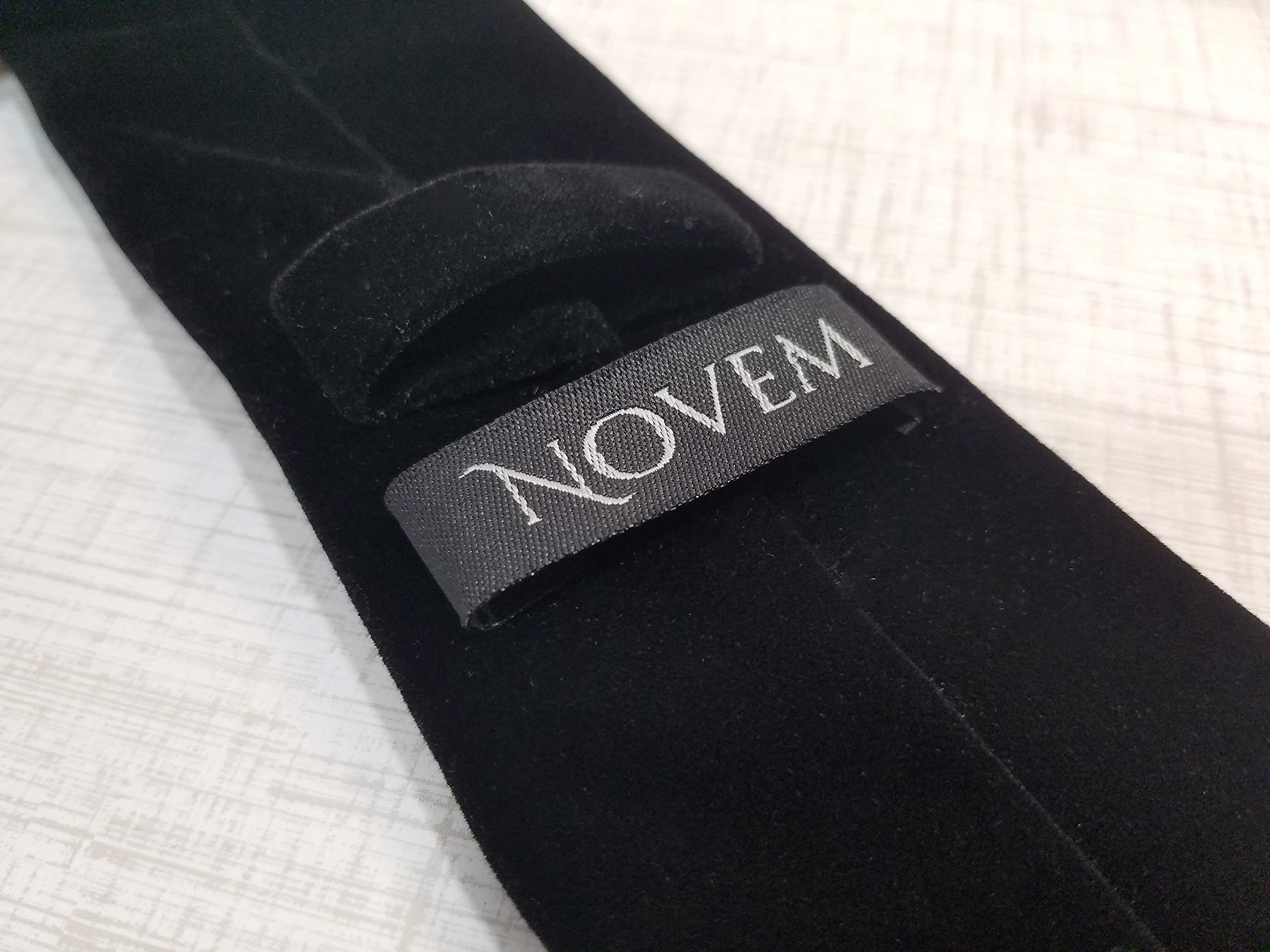 Novem Online Men’s Velvet Tie Slim Black– Groomsmen Hand Made Tuxedo Neck tie for Him (Black)