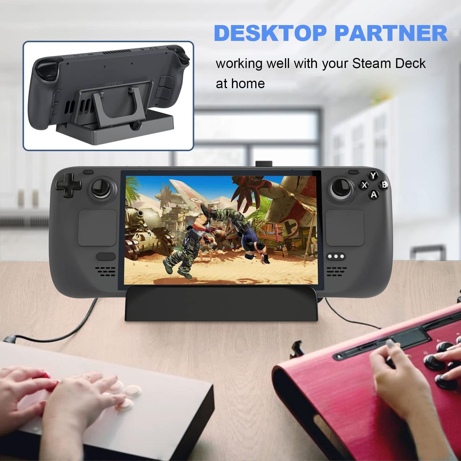 Tangaroa Stand for Switch & Steam Deck - Adjustable Foldable Steamdeck Accessories Holder Stand with Anti-Slip Silicone Pad, Fit Steam Deck, Switch and Mobile Phones (Black)
