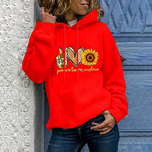 Women Hoodies With Zipper Solid Color Basic Hoodies Tunic Tops Pullovers Trendy Sweatshirt With Drawstring Outdoor Hoodies Red