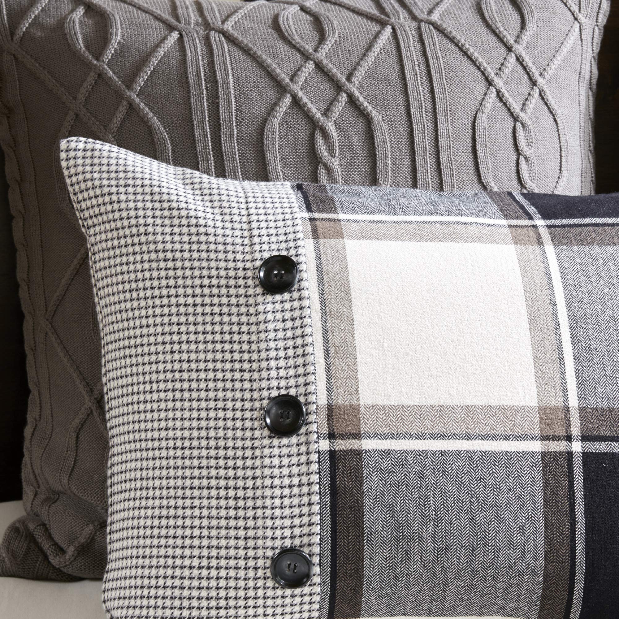 Madison Park SIGNATURE Cozy Comforter Set - All Season Bedding Combo Filled Insert and Removable Duvet Cover, Shams, Decorative Pillows, Plaid Brown/Black Queen (92 in x 96 in) 9 Piece