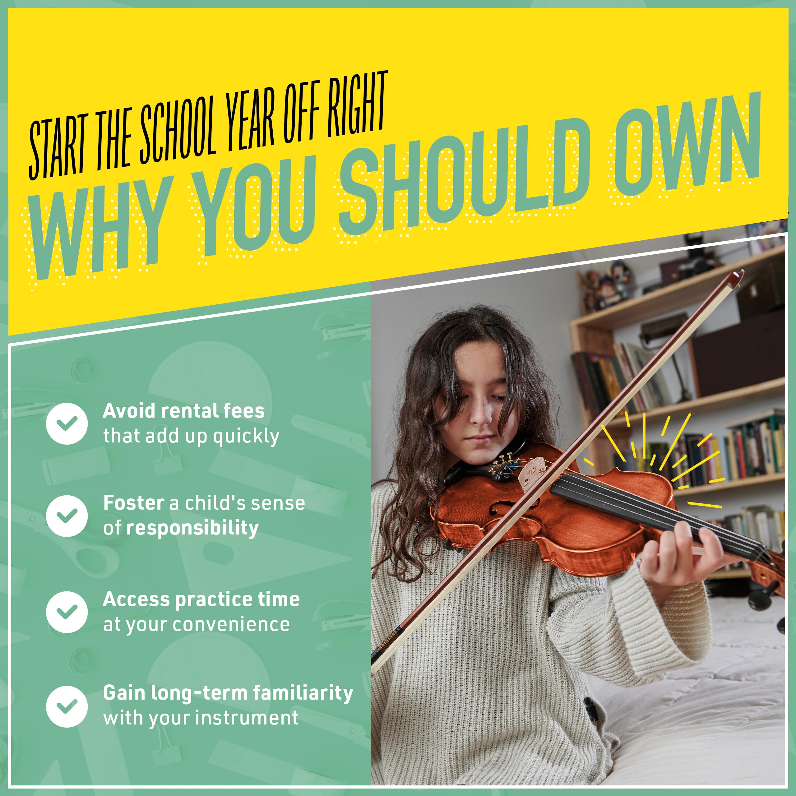 Mendini by Cecilio Violin 4/4 Full Set for Beginners - Fiddle MV 300 Satin Antique Finish