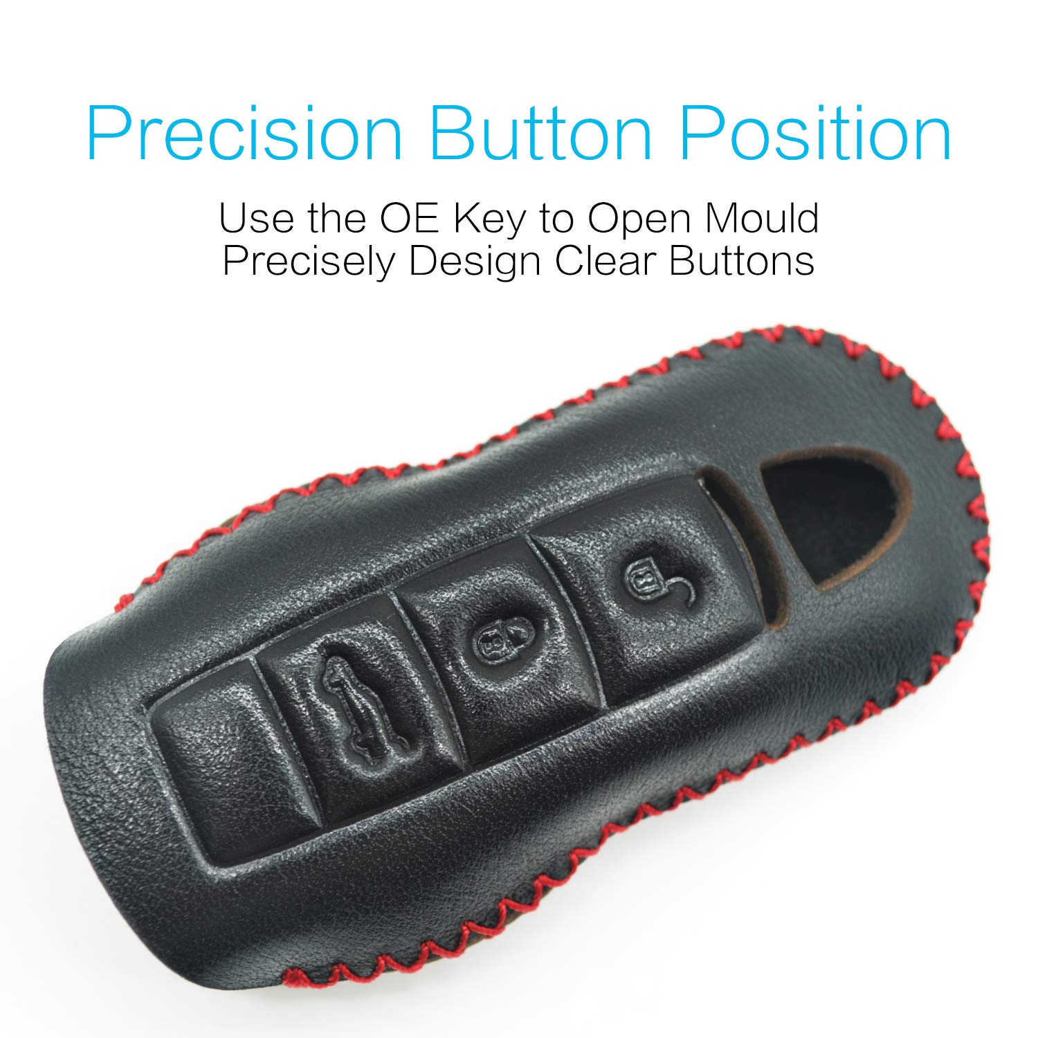 MECHCOS Compatible with 3 Buttons Porsche 911 Cayenne Macan Boxster Cayman Panamera Leather Case Key Fob Cover Keyless Car Remote Holder