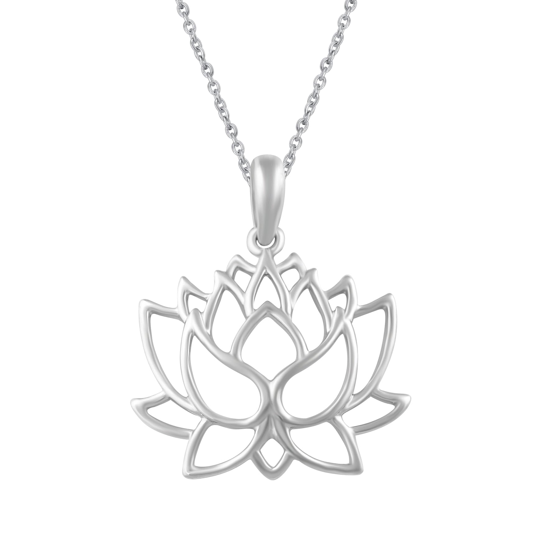 Prime and Pure Charm Pendant Necklace Set in 925 Sterling Silver for Womens | Open Lotus | Celtic Cross | Angel Wing | Tiny Lotus | Tiny Love Heart (Open Lotus)