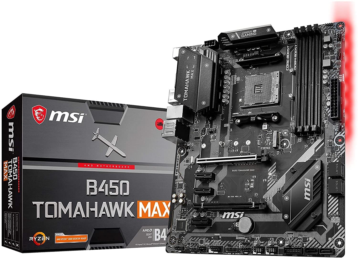 MSI Arsenal Gaming AMD Ryzen 2ND and 3rd Gen AM4 M.2 USB 3 DDR4 DVI HDMI Crossfire ATX Motherboard (B450 Tomahawk Max) (B450TOMAMAX) (Renewed)
