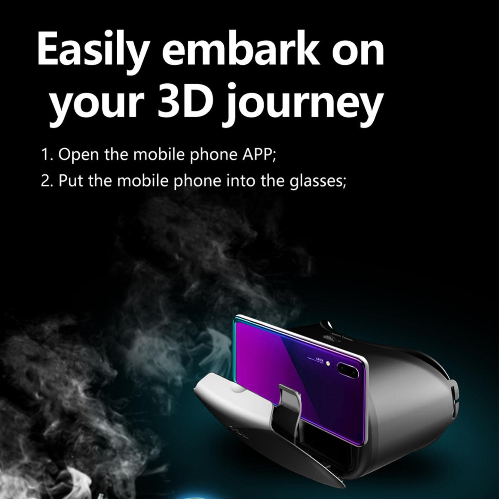 VR Blue Light Eye Protection Glasses Virtual Reality 3D Helmet 7-inch Large Screen Compatible with iOS&Android System 3D Space Immersive Experience/Universal Virtual Reality Goggles for Kids&Adult