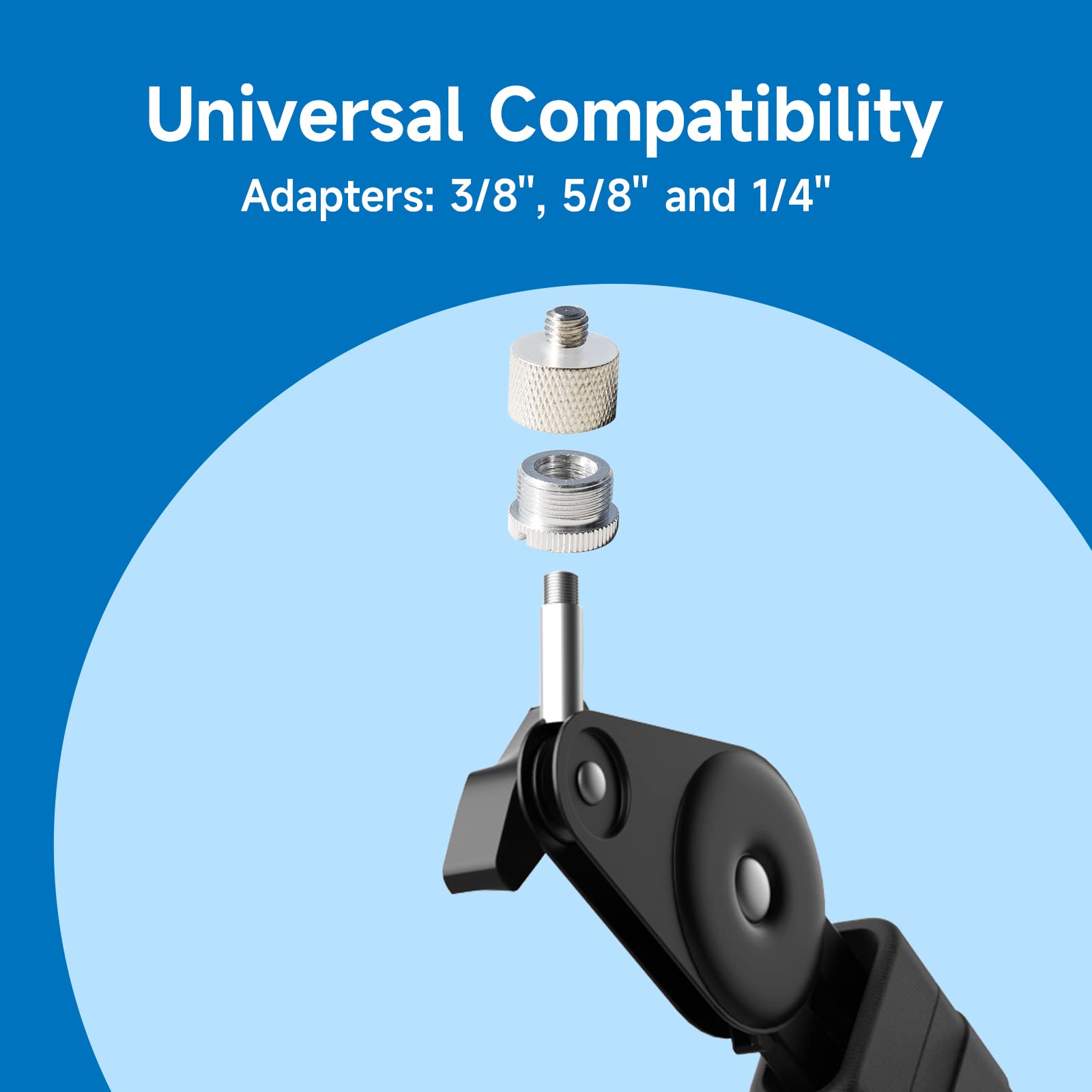 SIOWL Mic Arm - Studio Boom Arm Mic Stand with Premium Anti-Pinch Covers, Universal Thread Adaptors, Super Far and High Reach - Fully Adjustable for Podcasts, Streaming, Gaming, Recording, Home Office