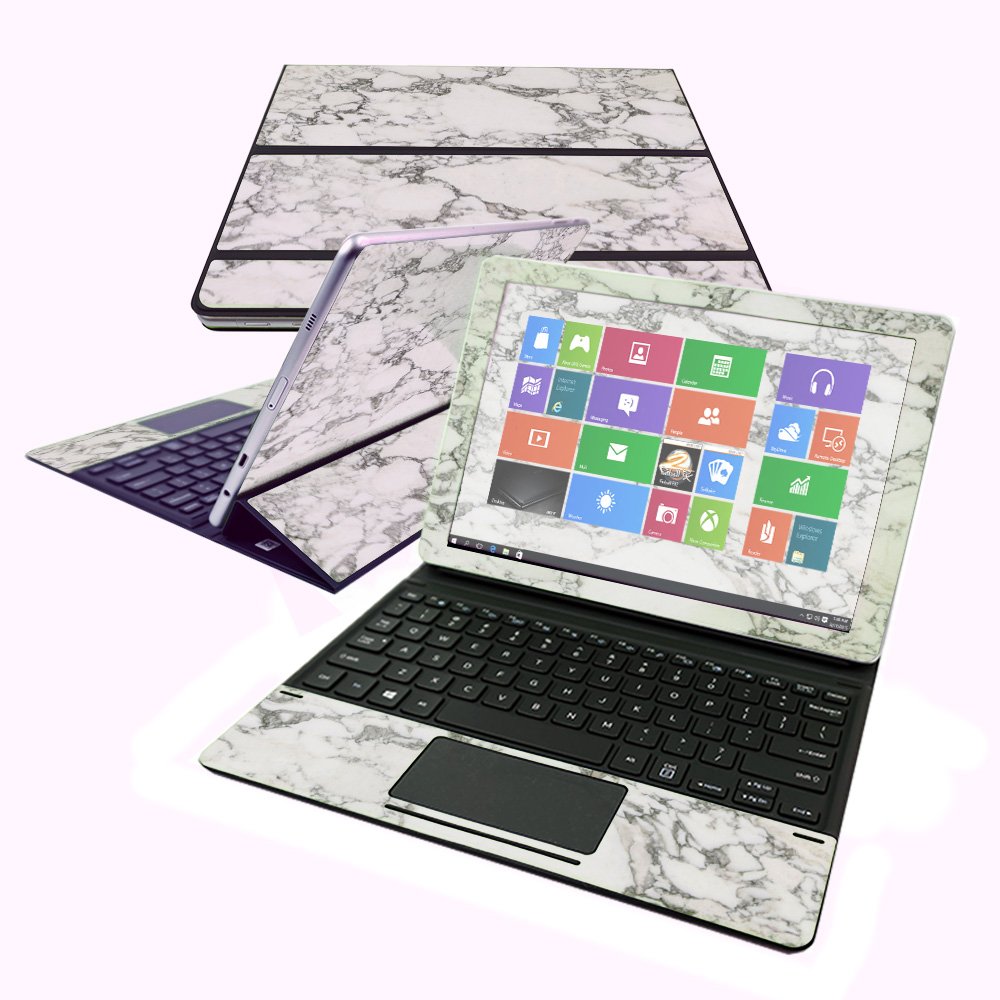 MightySkins Skin Compatible with Samsung Galaxy Book 10.6" - White Marble | Protective, Durable, and Unique Vinyl Decal wrap Cover | Easy to Apply, Remove, and Change Styles | Made in The USA