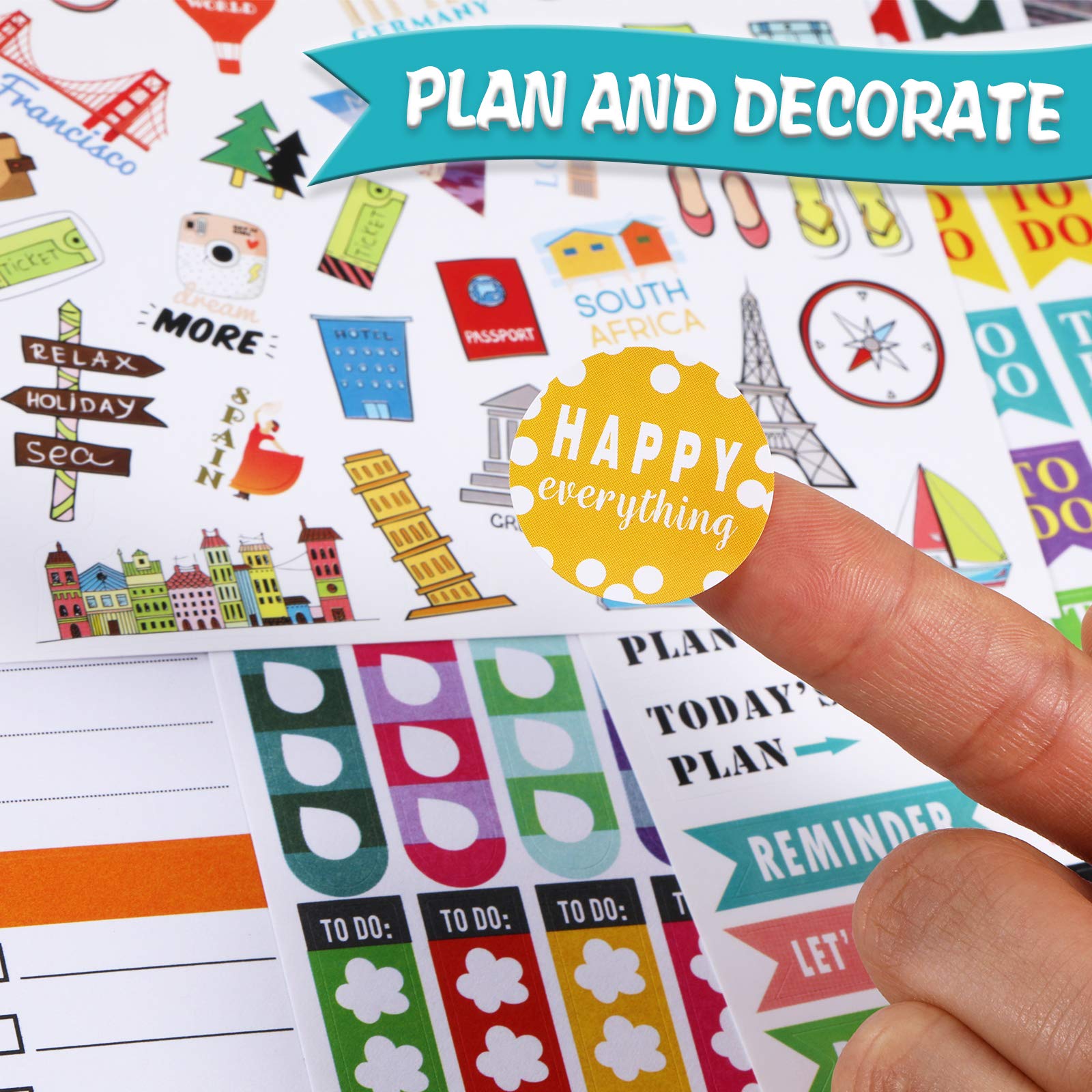 Planner Stickers - 28 Sheets, 1378 Stunning Design Accessories for Journals and Calendars, Essential Planner Accessories by Tullofa - Green
