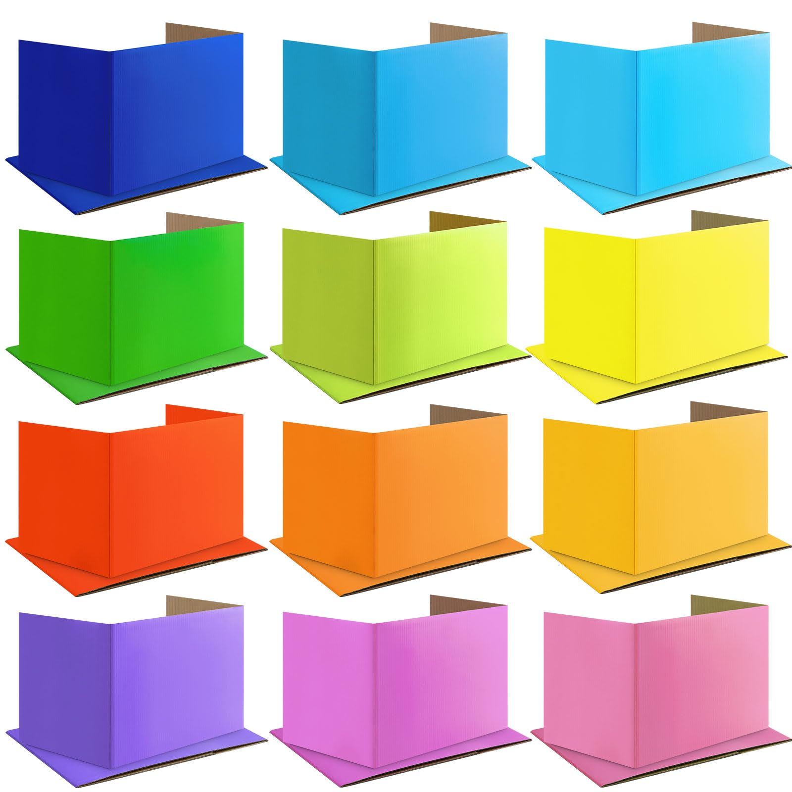 SATINIOR 12 Pcs Privacy Boards for Student Desks Classroom Desk Divider Trifold Table Desk Privacy Panel Privacy Folders for Students Desk Partition Study Carrel School Teacher 12 Colors, 16 x 12 in