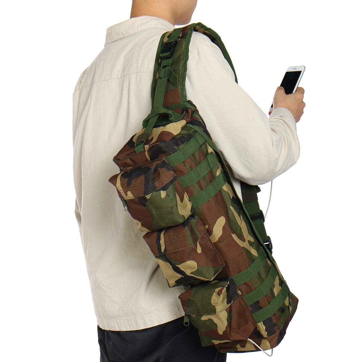 NC 20L Tactical Sling Bag EDC Molle Shoulder Bag Travel Hunting Climbing Storage Bag (Color : Jungle Camouflage)