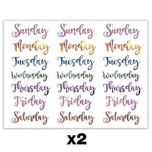 Watercolor Months, Watercolor Stickers, Watercolor Numbers, Watercolor Days of the Week, Sticker Kit, Sticker Set, Sticker Pack