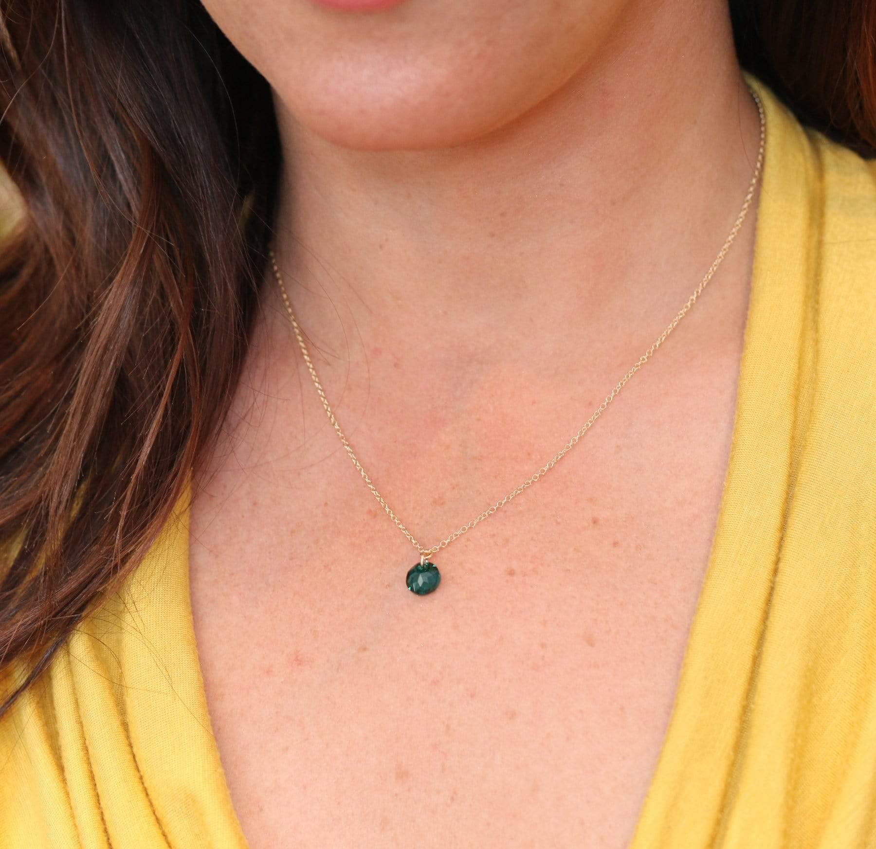 MaeMae February Birthstone Crystal Necklace, Amethyst Man-Made Crystal Gemstone, 14k Gold-Filled Chain 16β-18β