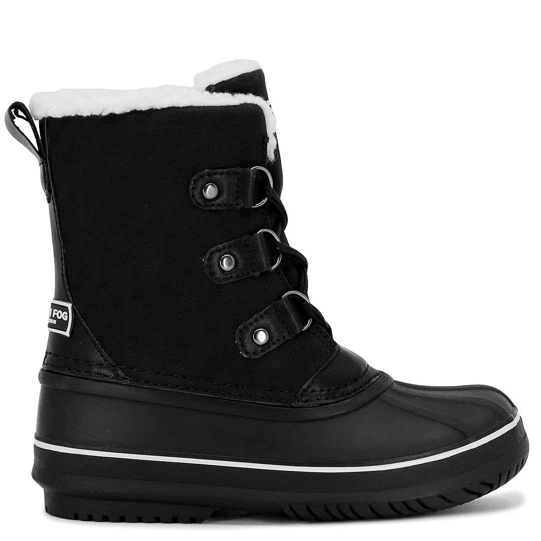 LONDON FOG Unisex Moorgate Cold Weather Warm Lined Snow Boot black ivory 2