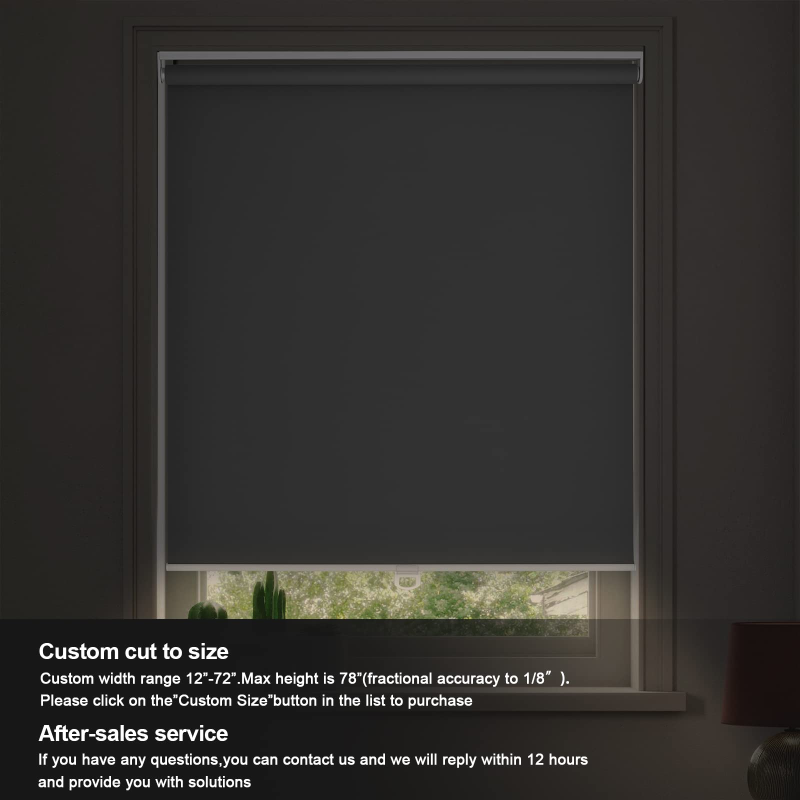 Lululand Window Roller Shades Cordless 100% Blackout(23" W x 72" H, Grey),with Spring System to Protect Privacy and Maintain Room Temperature.Easy to Install, Suitable for Home, Office
