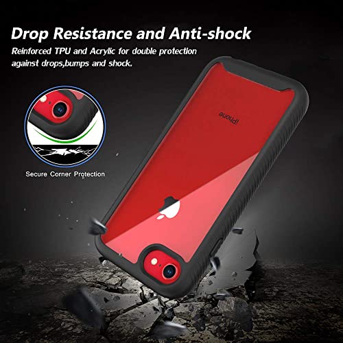 LUCKYCAT iPhone SE 2022 Case,iPhone SE 2020 Case, iPhone 8 Case, iPhone 7 Case, Shockproof Clear Multicolor Series Bumper Cover for 4.7 Inch iPhone 6/6s/7/8/SE - Black