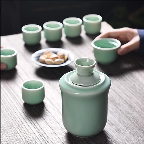 MMLLZEL Yellow Wine White Wine Glass Hot Warm Wine Pot Warm Wine Ware Household Ceramic Chinese Antique Wine Set