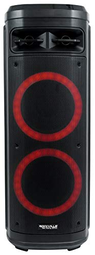 Rockville Go Party ZR10 Dual 10" Portable Wireless LED Bluetooth Speaker+UHF Mic