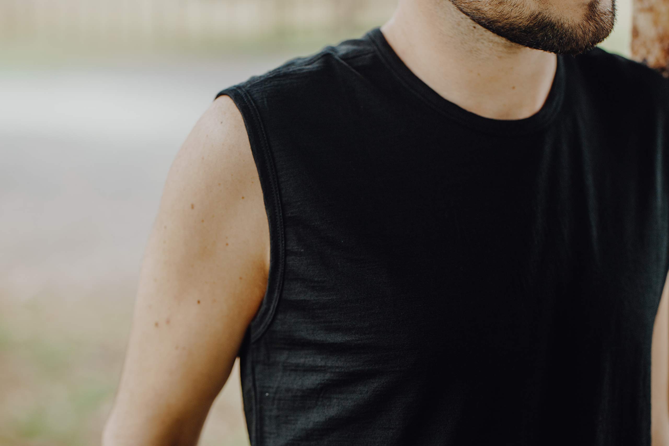 Merino 365 Men's 'Garage' Tank Top, Epic Sleevelessness Under or Casual Layer, Medium, Black