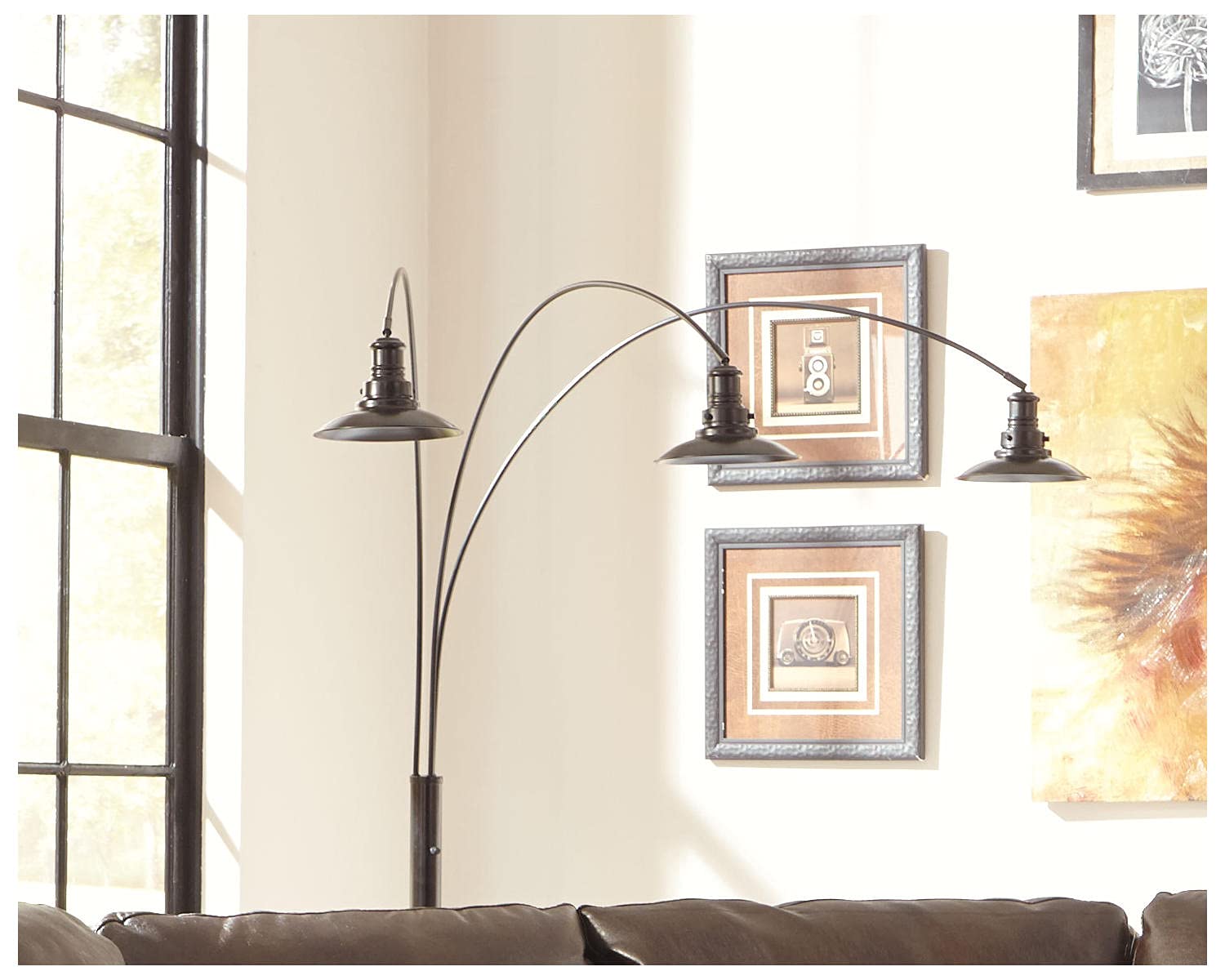 Signature Design by Ashley Sheriel Industrial Metal Arc Lamp with Adjustable Neck, Black