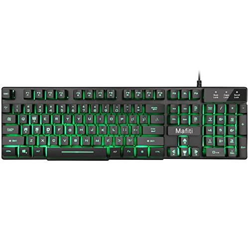 mafiti Gaming Keyboard Wired USB Full Size 3-Colors Backlight Keyboards for Computer Desktop PC Laptop Windows