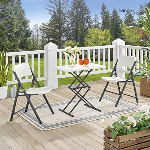 Living and More 28inch Height-Adjustable Personal Table, TV Tray, Portable Dinner Table, Multi-Purpose, Lightweight, No Assembly, Easy Fold and Storage, White