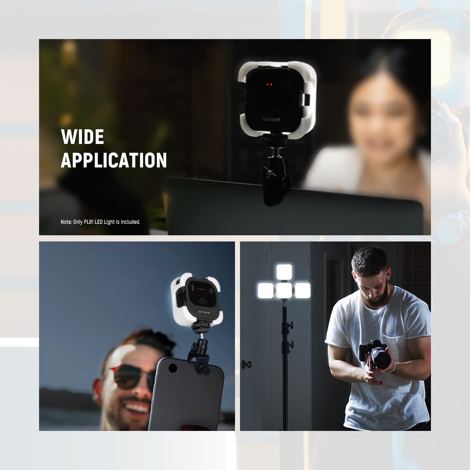 Neewer Ultra Bright Mini LED Video Light - 49 Dimmable High Power LED Panel Video Light Compatible with DJI Ronin-S OSMO Mobile 2 Zhiyun WEEBILL Smooth 4 Gimbal Canon Nikon Sony DSLR Cameras etc