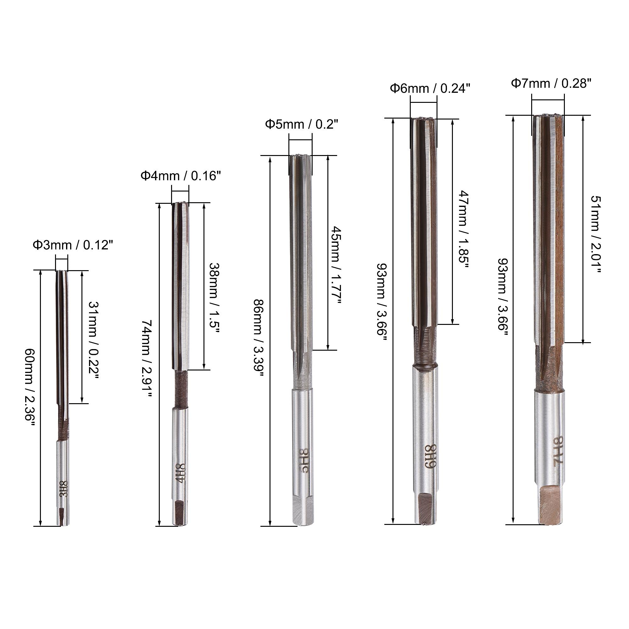 uxcell Hand Reamers Set H8 Accuracy Alloy Tool Steel 6 Flutes Straight Shank Milling Cutter Tool 10pcs (3mm, 4mm, 5mm, 6mm, 7mm, 8mm, 9mm, 10mm, 11mm, 12mm)