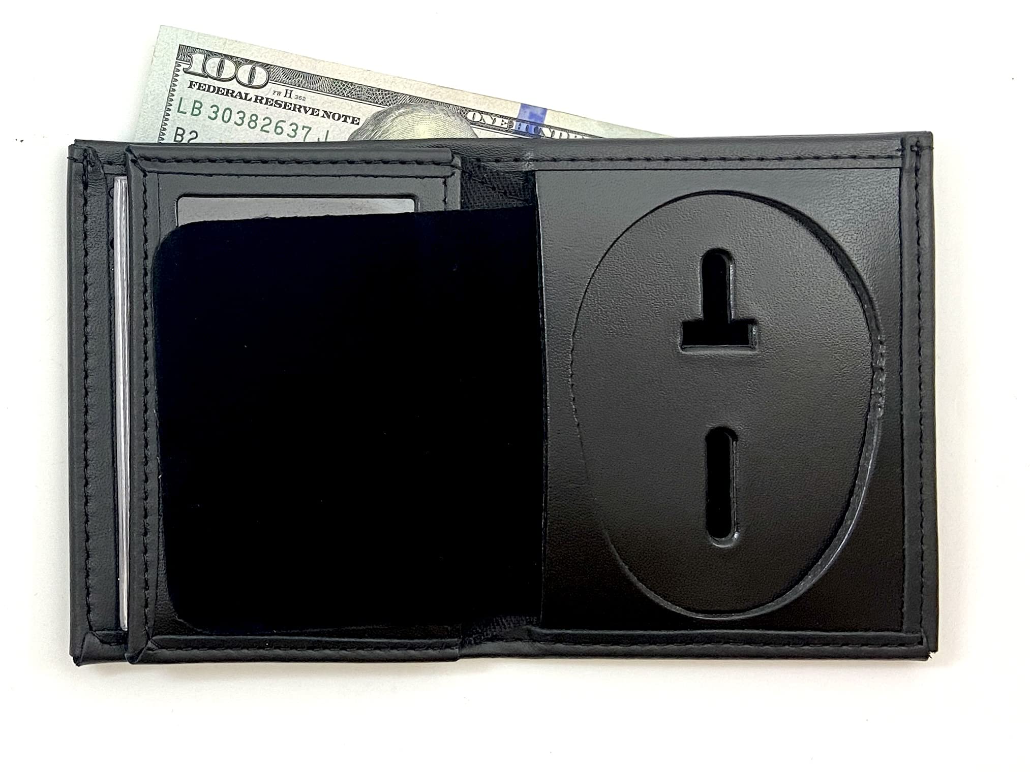 Perfect Fit Shield Wallets Los Angeles LAPD or Phoenix Oval Style Badge Wallet Bi-Fold Hidden Badge Wallet (Cutout PF158)