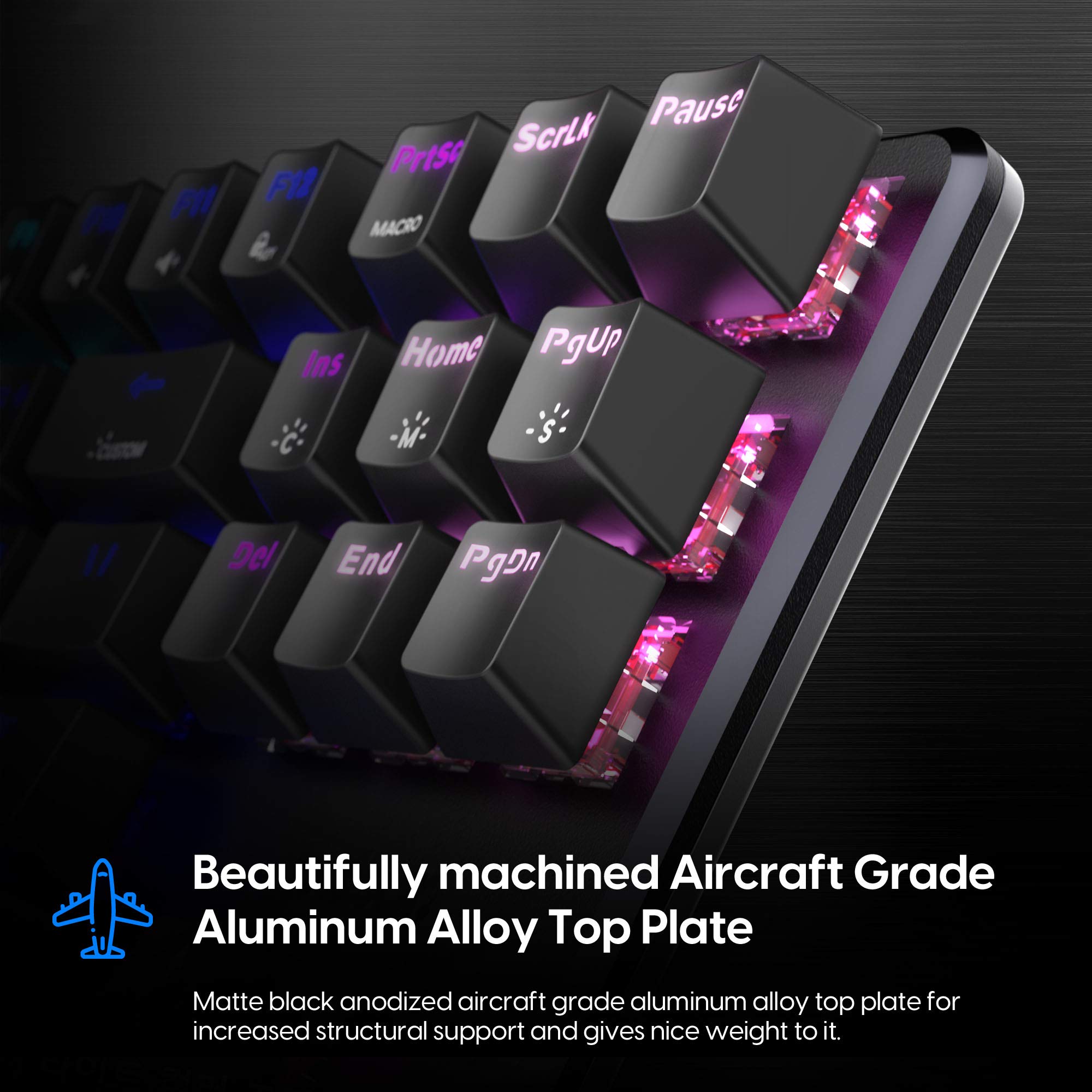 Pulsar Gaming Gears - PK001 Lunar Alloy TKL Mechanical Gaming Keyboard Red Linear RGB LED Rainbow Backlit USB Wired Game Keyboards for Windows PC PS5 PS4 Xbox 87 Keys Silent Outemu Switches FPS