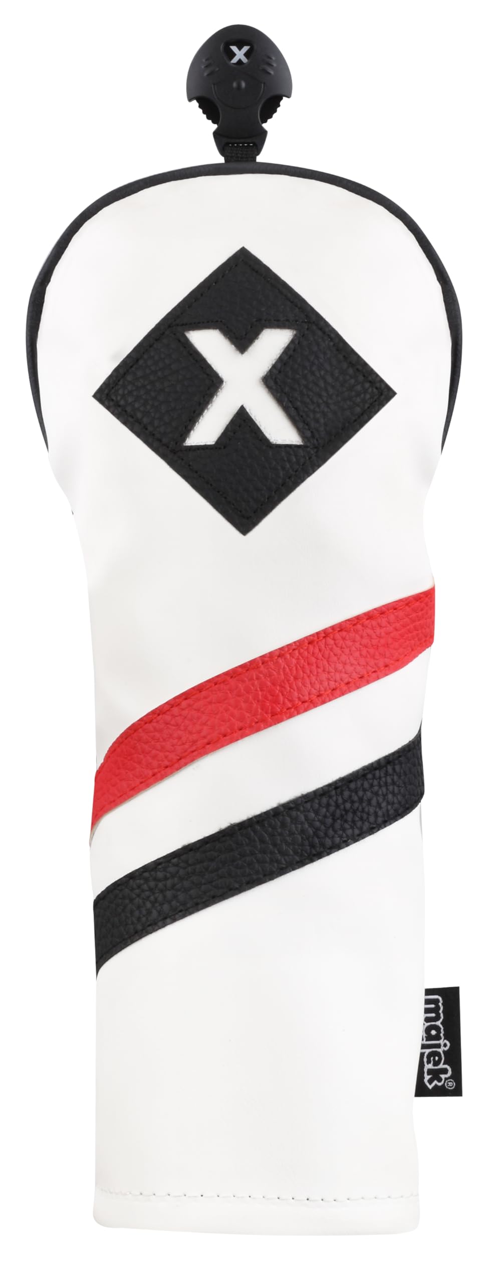 Majek Retro Golf Headcovers White Red and Black Vintage Leather Style 1 3 X Driver Fairway Woods Head Cover Classic Look