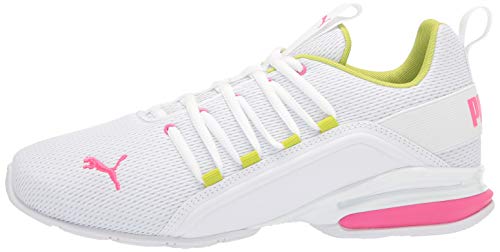 PUMA Axelion Mesh Athletic Sneaker Women's Sneaker 9 B(M) US White-Pink-Lime