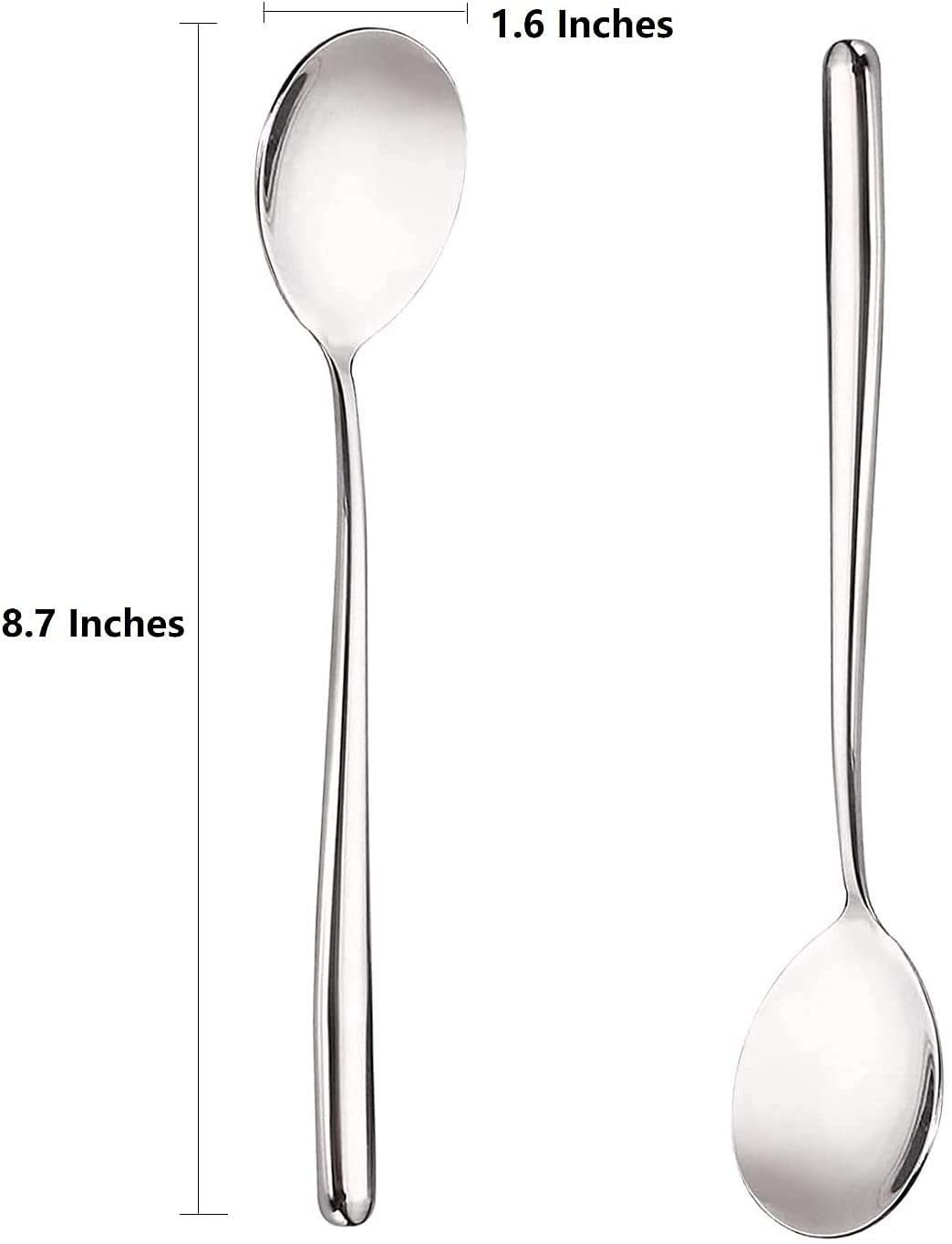 Stainless Steel Spoon,Long handle Great Circle Soup Spoons Korean Long Handled Soup Spoon,Stainless Steel Round handle Bar Spoons Silver Set of 4