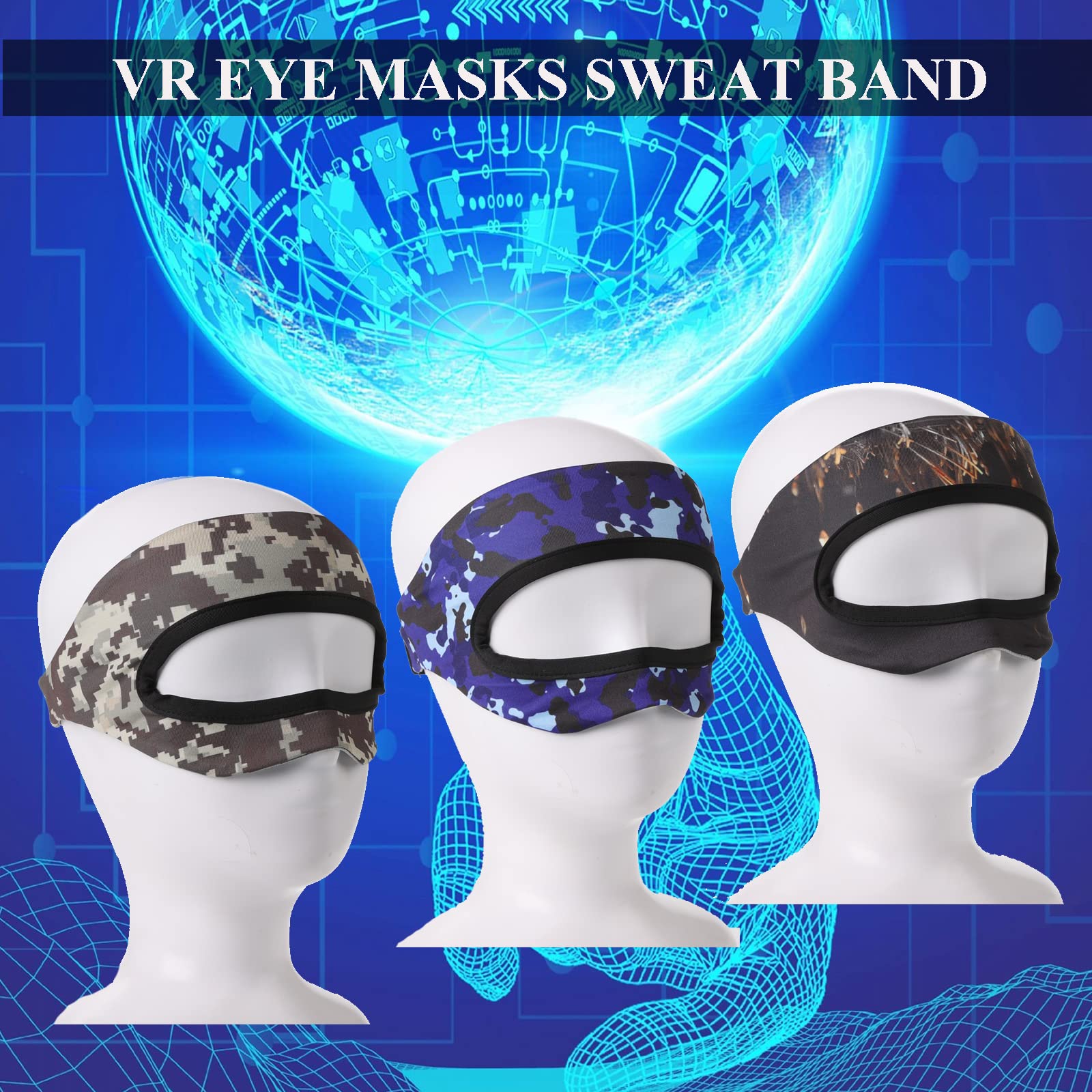 VR Mask Sweat Band for Oculus Quest 2 Accessories,Breathable VR Eye Mask Cover for Enhanced Comfort in VR,Protect Facial Skin,,Adjustable Size(3PCS)