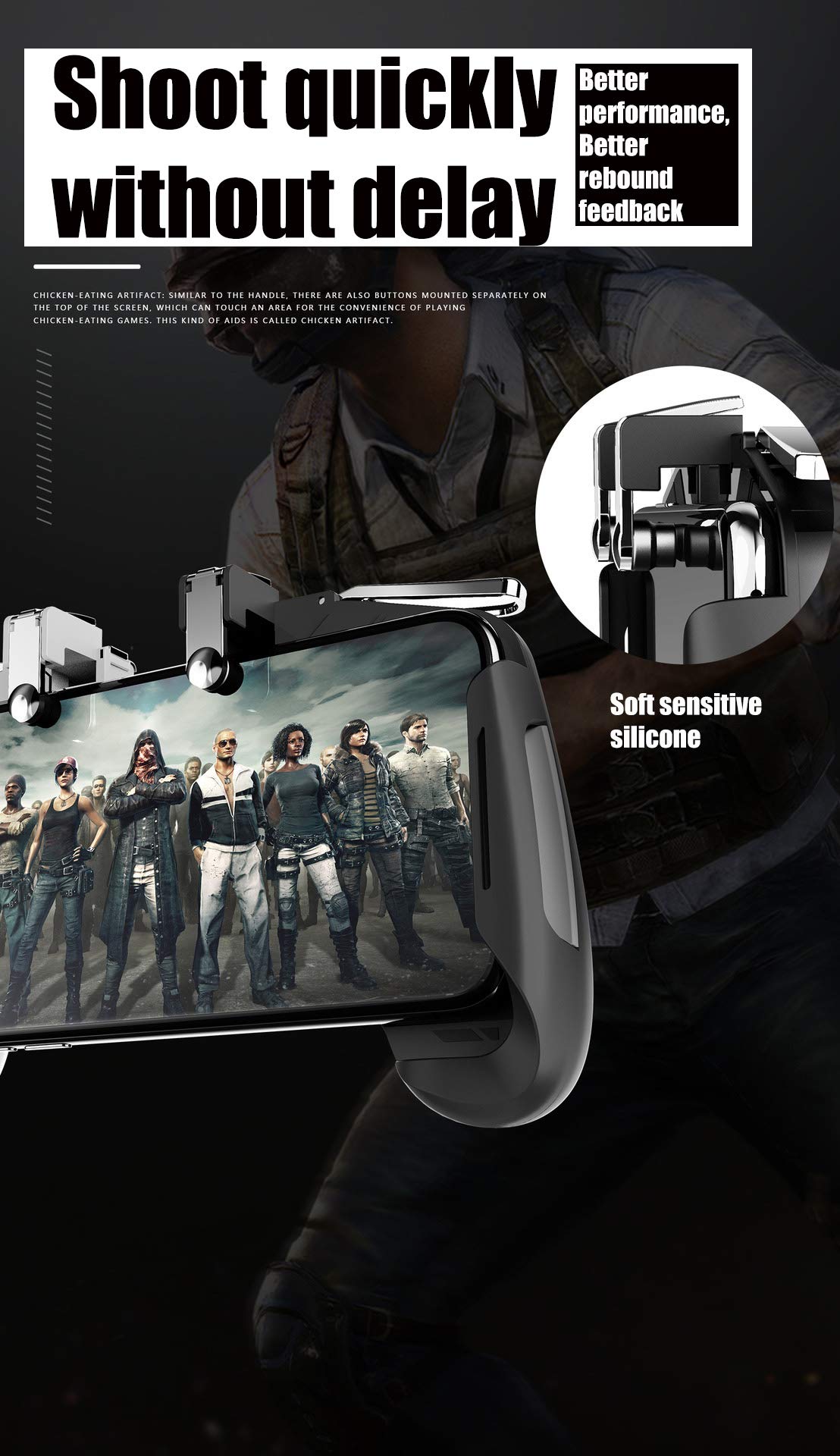 Mobile Game Controller for PUBG/Call of Duty/Fortnite Gaming Grip L1 R1 Portable Phone Trigger Joystick Gamepad for 4-6.5 inches iOS & Android Phone