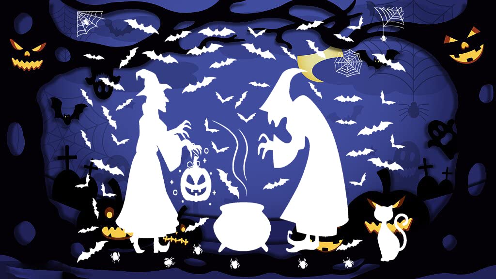 Sika Deer Halloween Window Decorations - Extra Large 2 Witches with Black Cat Bat Spider Cauldron Silhouette Halloween Window Stickers Indoor,Window Clings for Halloween Party Decorations(3 Sheets)