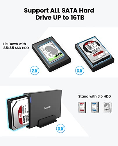 ORICO 3.5'' Hard Drive Enclosure for HDD/SSD USB 3.0 to SATA Vertical External Hard Drive Docking Station Support UASP Up to 16 TB-7688U3
