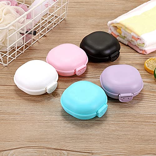 PLMM soap Box, Mini Travel Soap Box with Lid Portable Soap Case Dish Shower Bathroom Drain Soap Container Tray Bathroom Accessories Dustproof (Color : Purple)