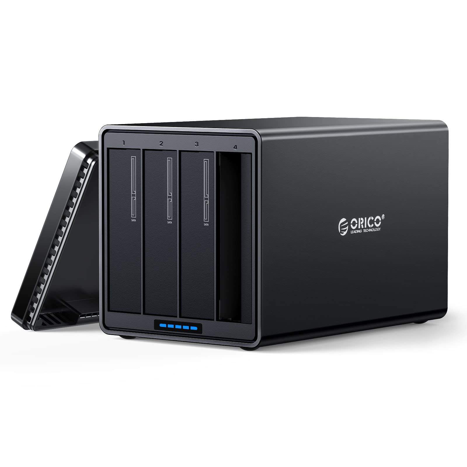 ORICO 4 Bay External Raid Hard Drive Enclosure Magnetic Aluminum Type C to SATA for 3.5inch HDD Tool Free Storage Case Support 7 RAID Modes Up to 64TB(4X16TB) - NS400RC3