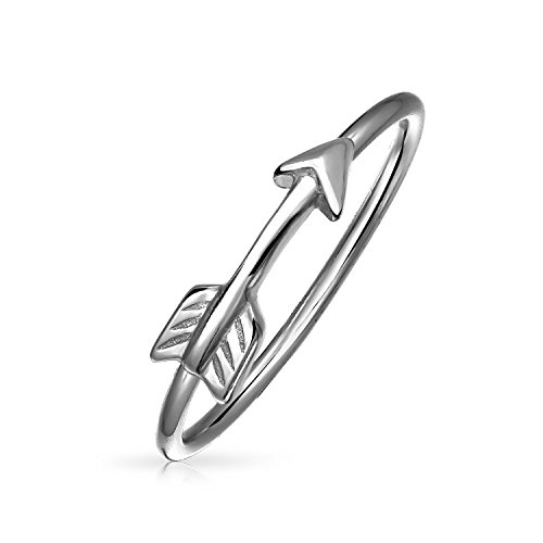 Minimalist Simple .925 Sterling Silver Midi Knuckle Thin 1MM Band Stackable Cupids Love Arrow Ring For Teen For Women