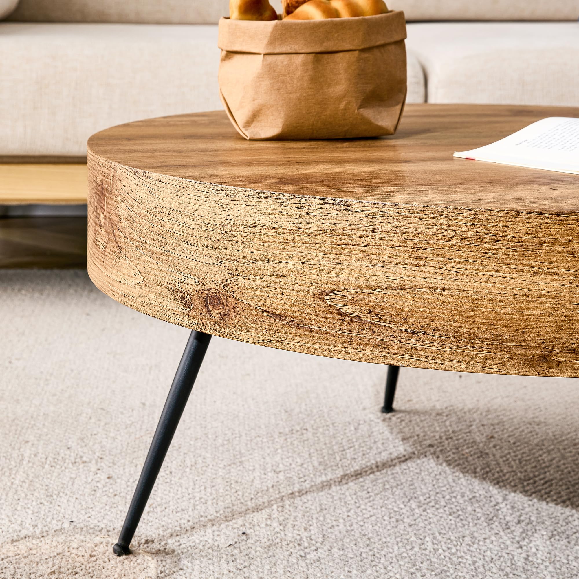LKTART 31.5'' Modern Round Coffee Table Accent Table for Living Room Dining Room Bedroom Office
