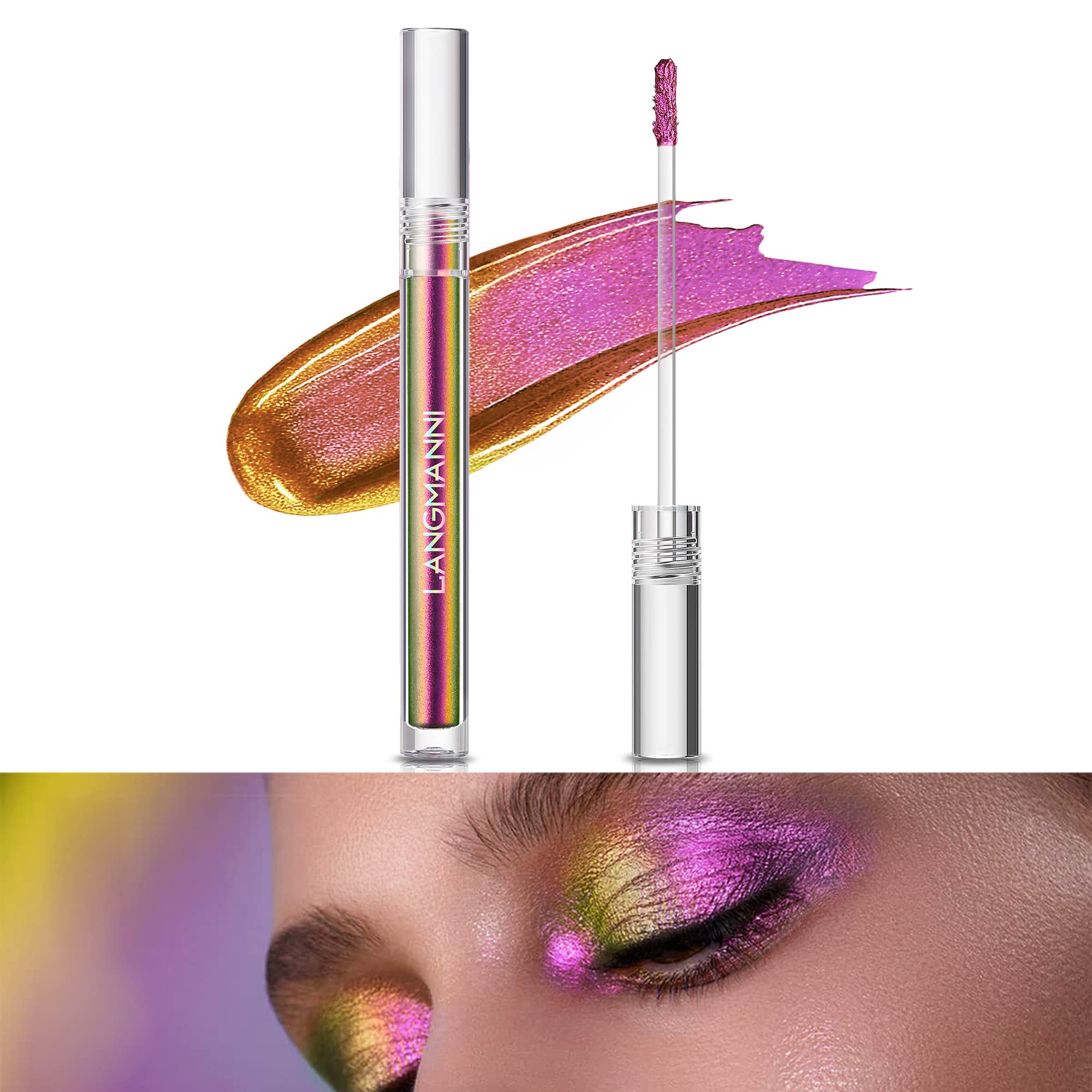 Witcrskm Liquid Eyeshadow, Chameleon Glitter Eye Shadow Makeup, MultiColor Shifting Pigment, Quick-Drying & Waterproof, Ideal Gifts For Sister Girls Girlfriend Women, 3ml