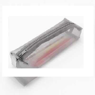 Muji Gray Nylon Mesh Pen CASE Square See Through Easily take Out pens Size (7"x 2"x 2")