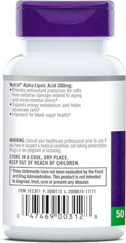 Natrol Alpha Lipoic Acid 300 Milligrams - 50 Caps (Packs of 3)