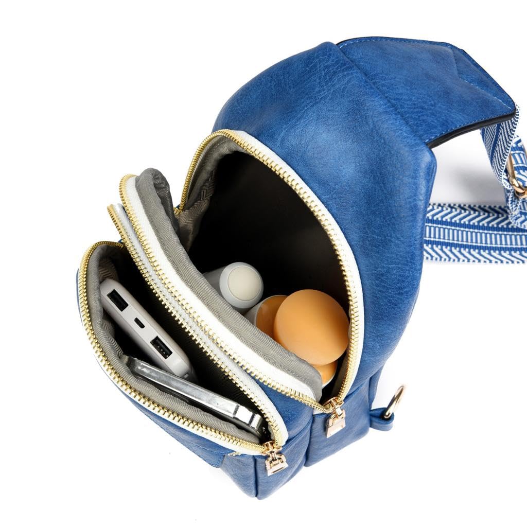 Marika Style Small Sling Bag for Women Leather Crossbody Bag for Travel (blue)